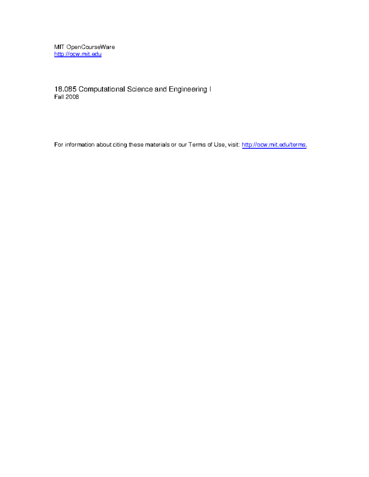 MIT Assignment 1 - Math - MIT OpenCourseWare ocw.mit 18 Computational Science and Engineering I ...
