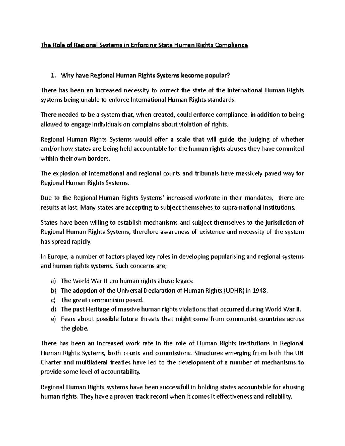 The Role of Regional Systems in Enforcing State Human Rights Compliance ...