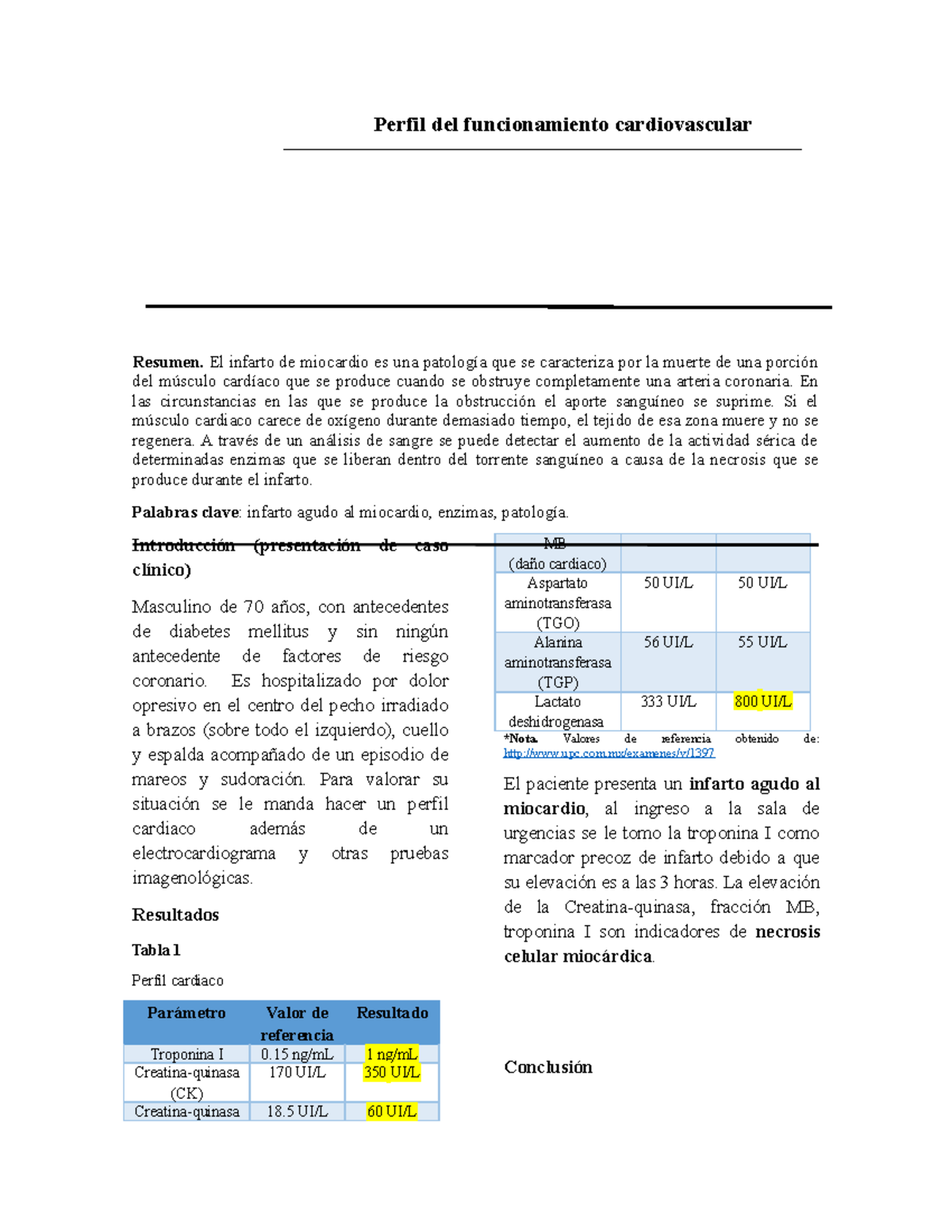 Práctica No.10 Perfil del funcionamiento cardiovascular - Perfil del ...