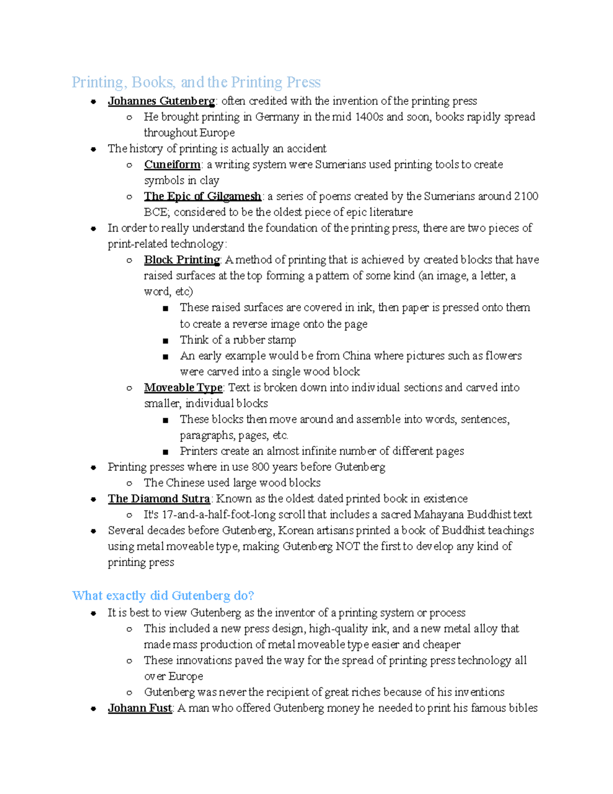 Ch. 3 Books - Intro to Mass Comm. textbook notes - Printing, Books, and ...