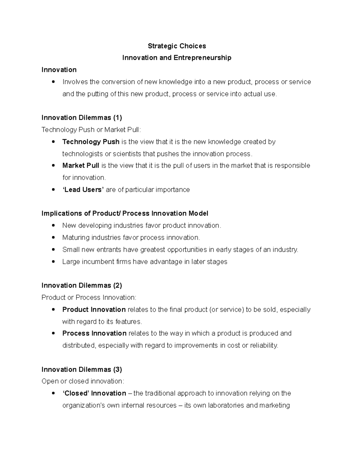 Strategic Choices - Strategic Choices Innovation and Entrepreneurship ...