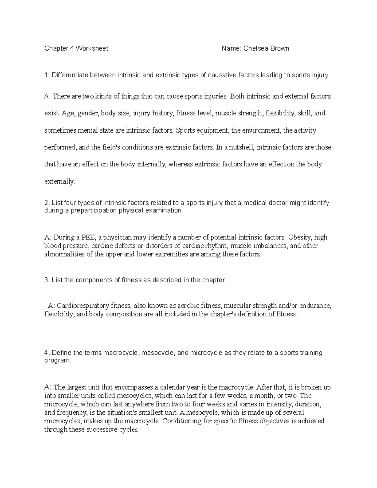 Chapter 4 Worksheet - N/A - Chapter 4 Worksheet Name: Chelsea Brown ...
