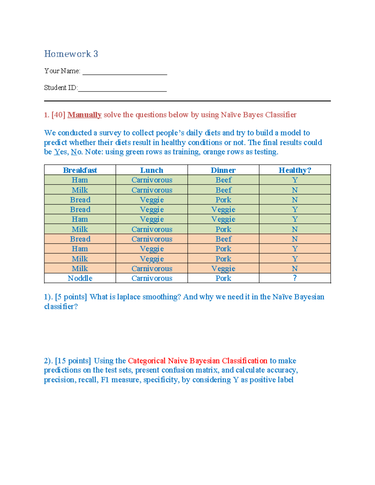 HW3 - hw3 - Homework 3 Your Name: _______________________ Student ID