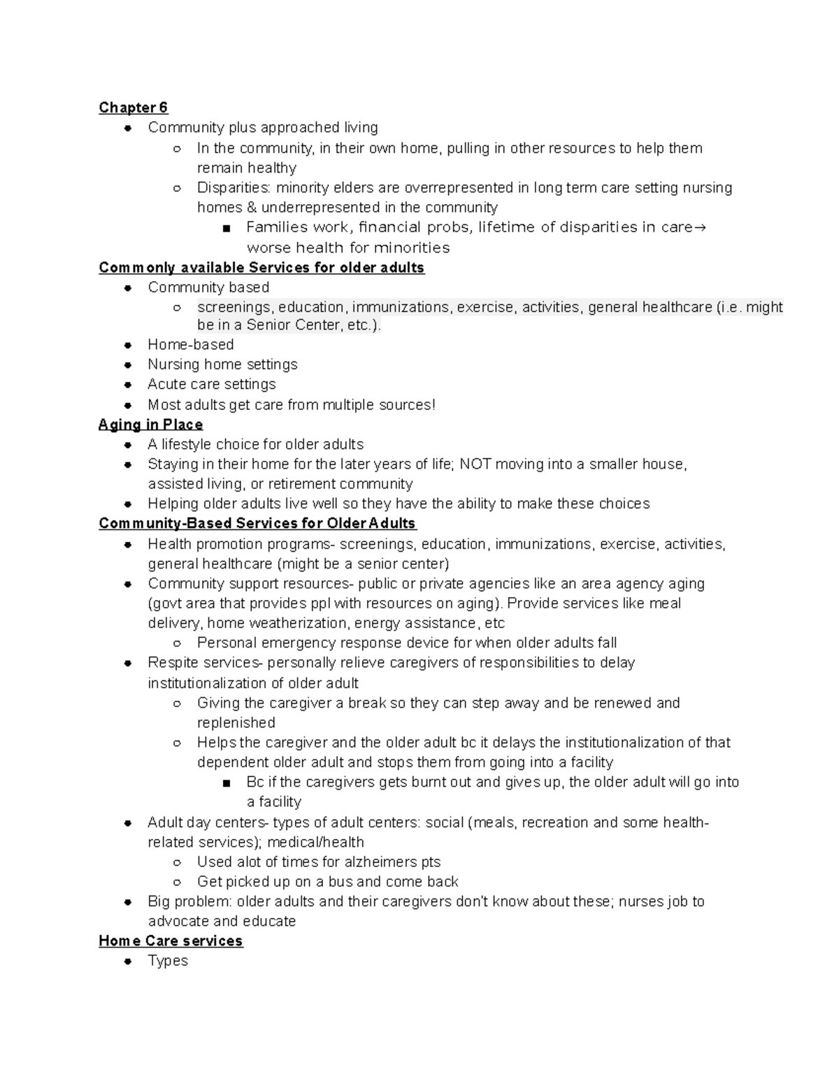 OA ch 6 and 9 - lecture notes - Chapter 6 Community plus approached ...