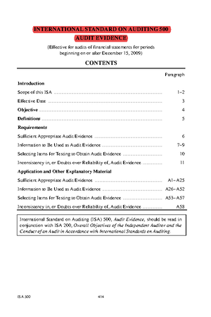 Audit lecture notes - ISA 200 INTERNATIONAL STANDARD ON AUDITING 200 ...