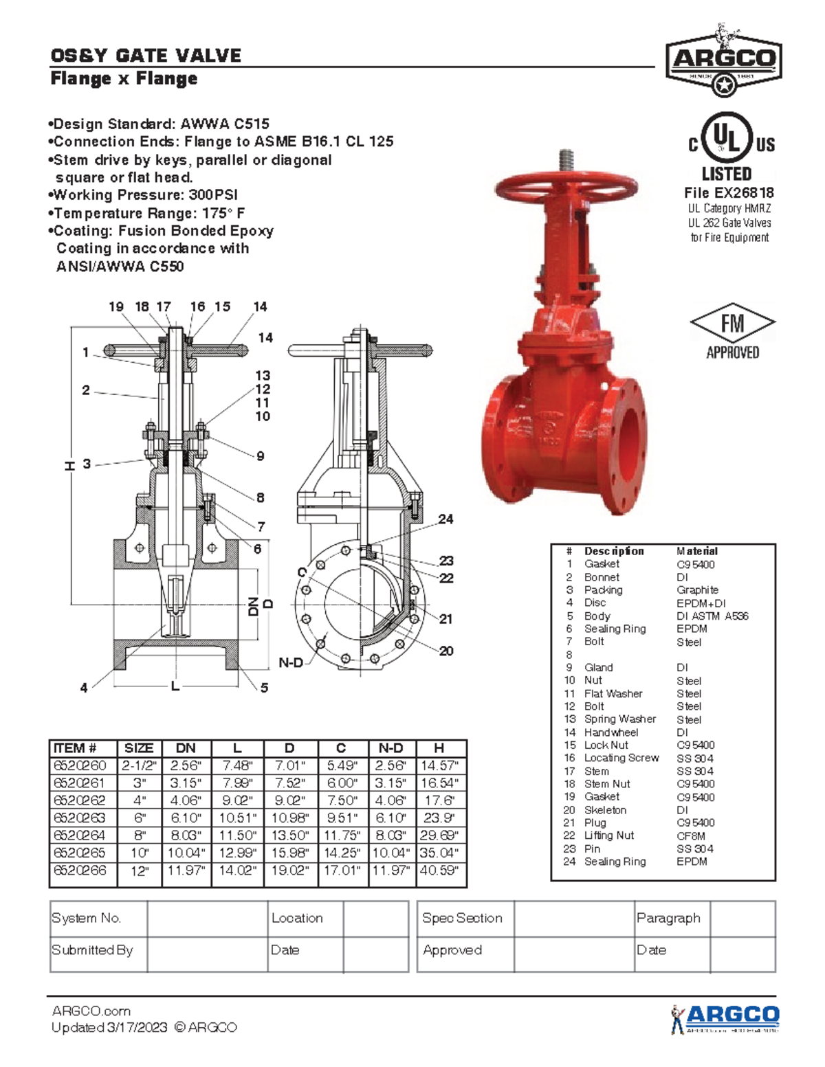 Fire protection valves Argco - OS&Y GATE VALVE Flange x Flange •Design ...