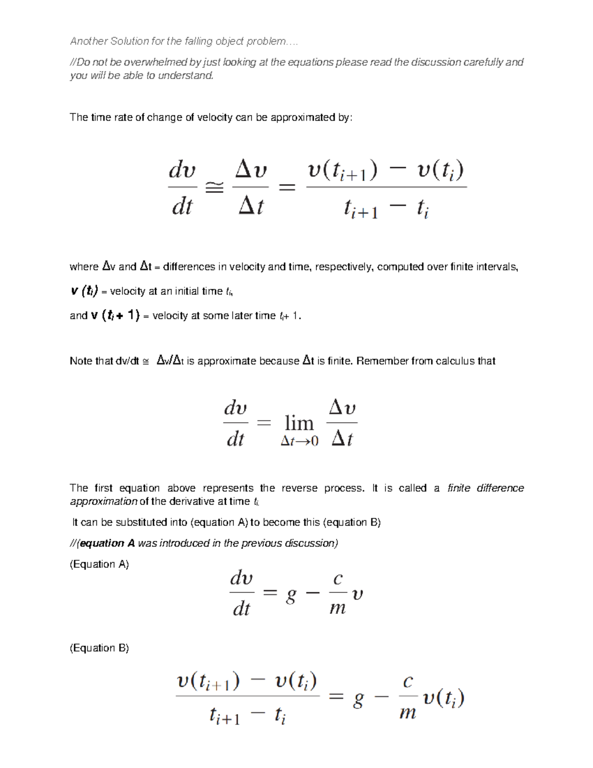 Numerical Method - Chapter 3 - Another Solution for the falling object ...