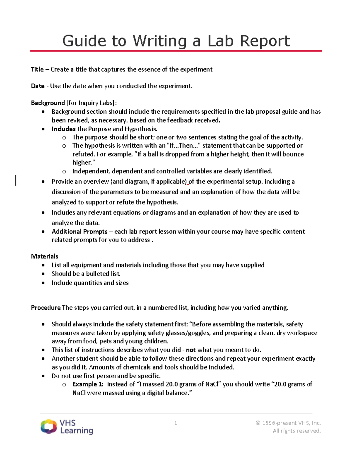 Lab-report-guide - wqeasf - 1 © 1996 - present VHS, Inc. All rights ...