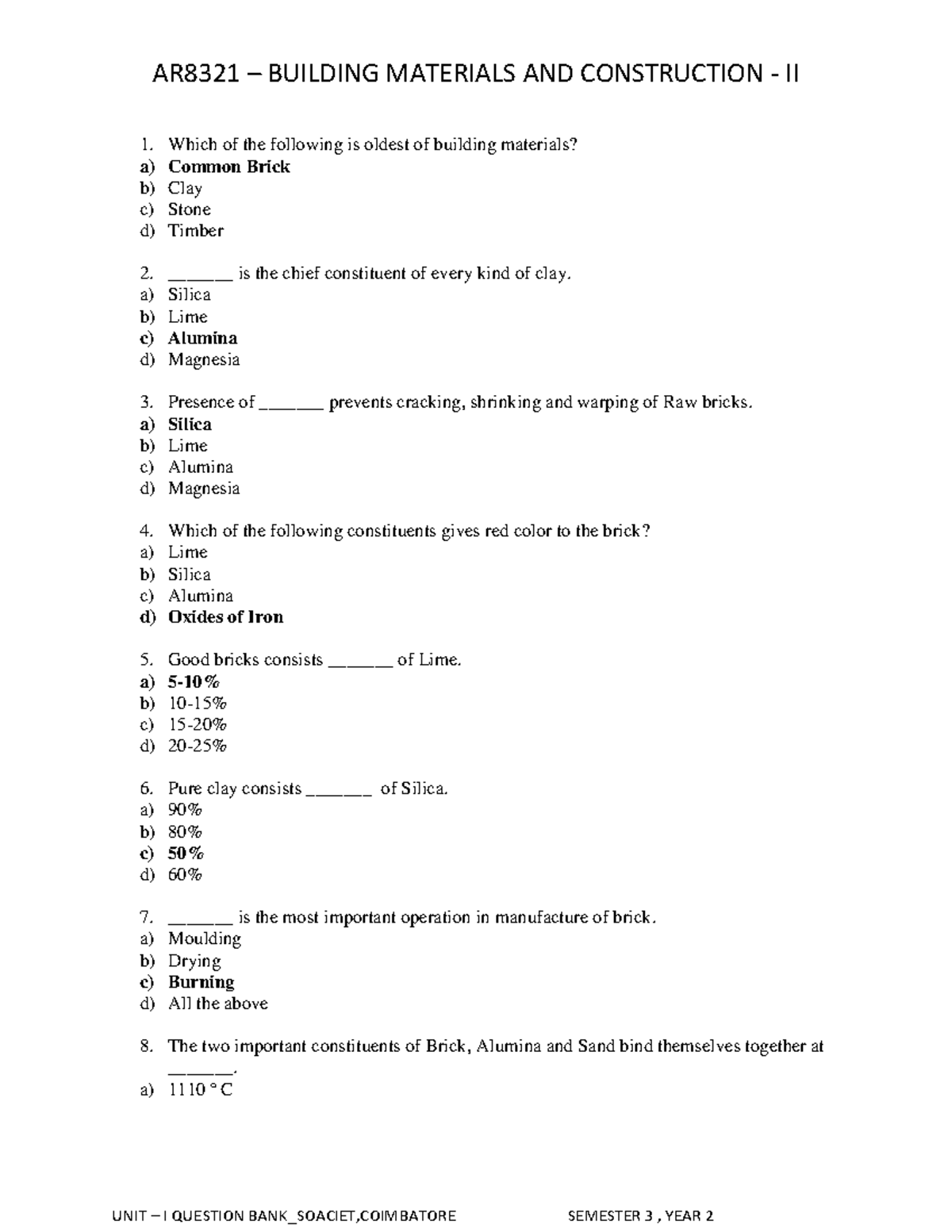 Building materials and construction 2 questions - Which of the ...
