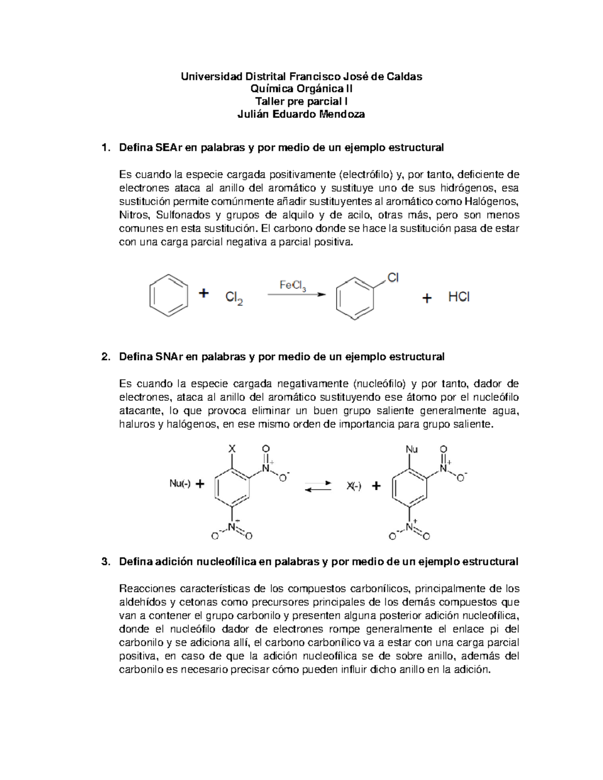 SNAr, SEAr y adición nucleofila - Universidad Distrital Francisco José ...