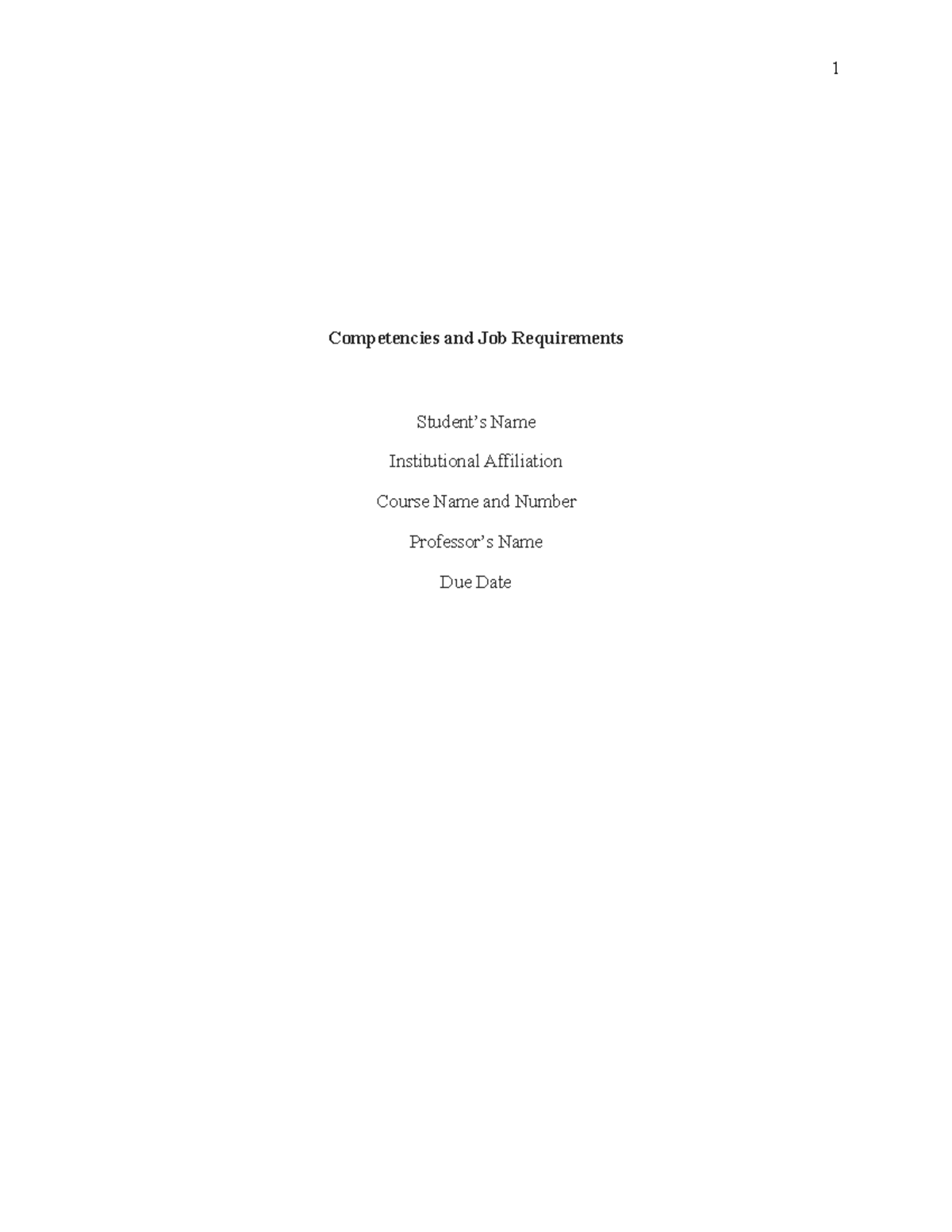 Competencies and Job Requirements - It is possible that finding a job ...