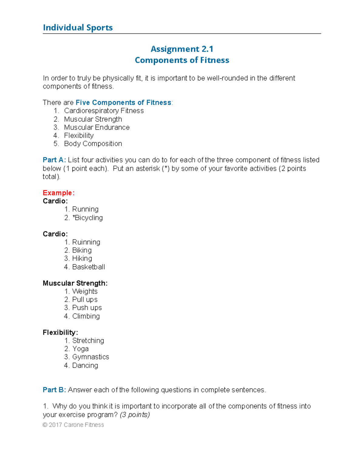 Copy of 2 1assignment - dwd - Individual Sports Assignment 2 ...