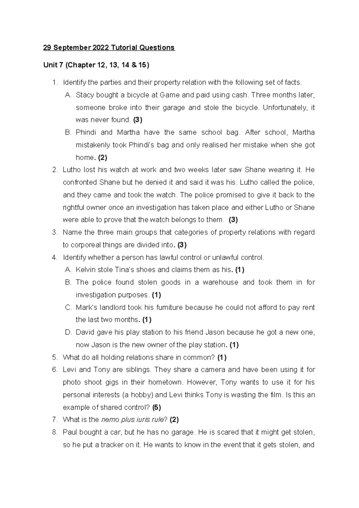 29 September 2022 Tutorial Questions - 29 September 2022 Tutorial ...