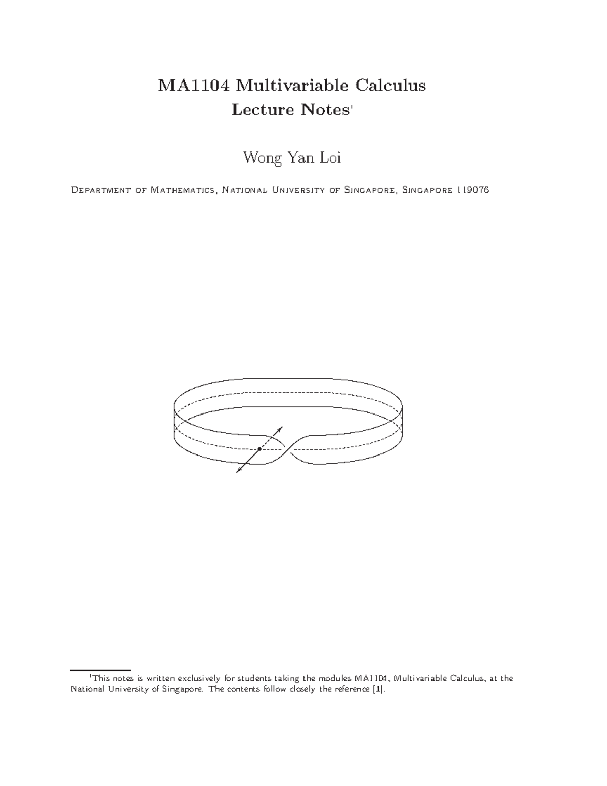 Multivariable calculus notes - MA1104 Multivariable Calculus Lecture ...