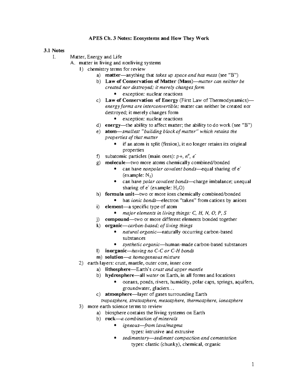 Ch-3-notes - Science Info for Environmental Science Class Takers ...