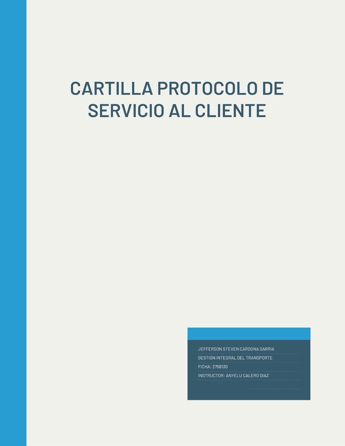 Cartilla protocolo de servicio al cliente - CARTILLA PROTOCOLO DE SERVICIO AL CLIENTE JEFFERSON ...