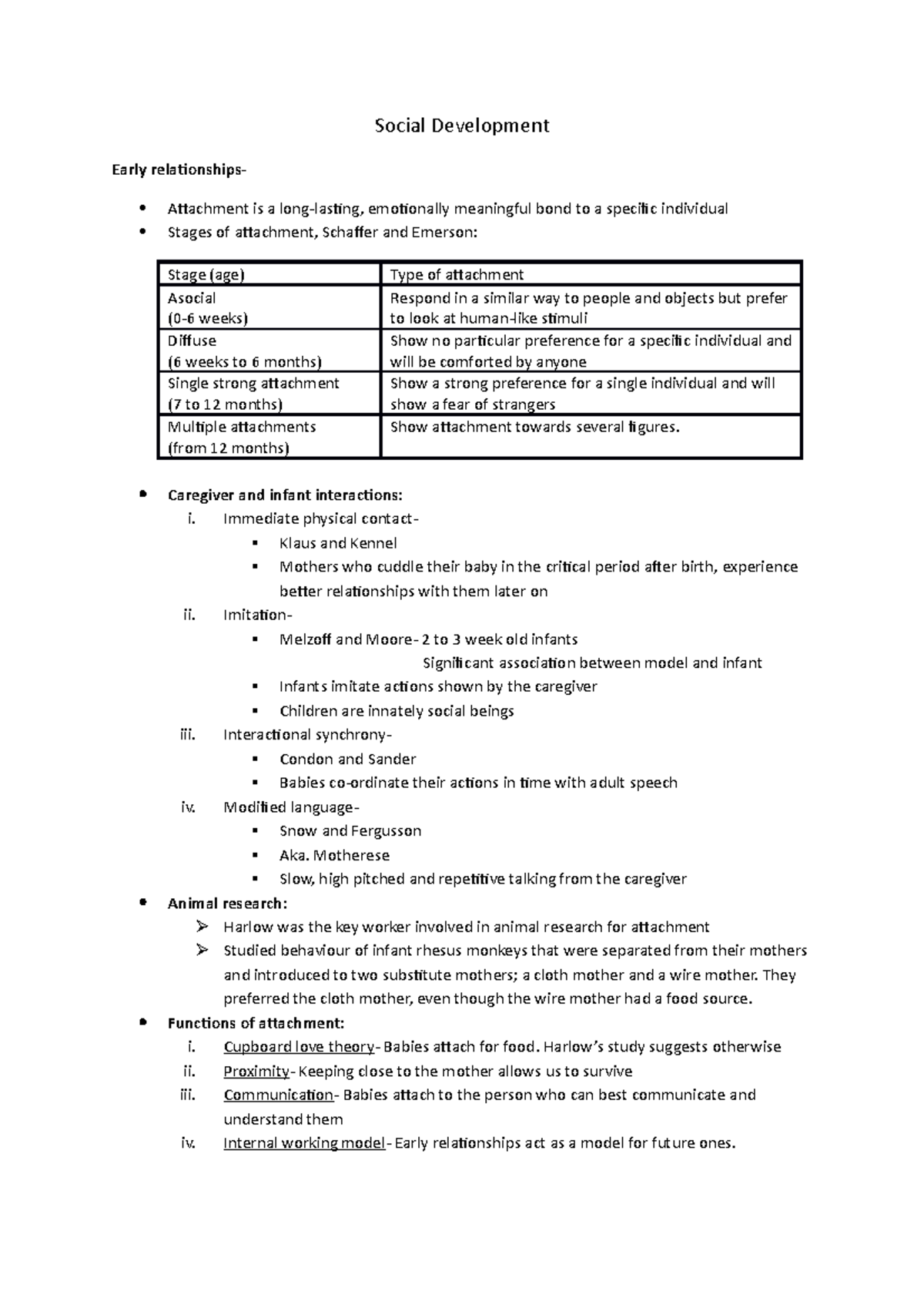 Social Development - Social Development Early relationships- Attachment ...