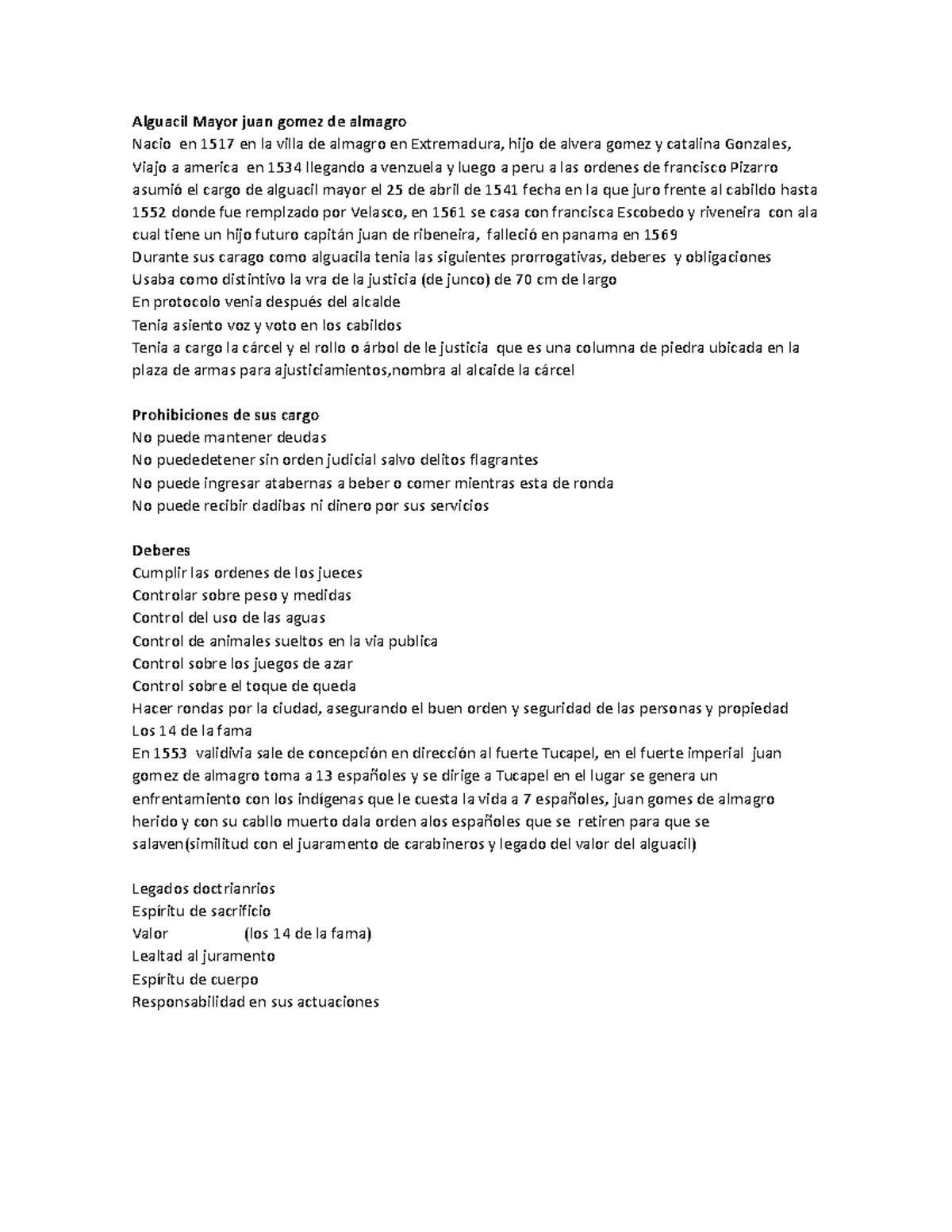 Alguacil Mayor juan gomez de almagro - Studocu