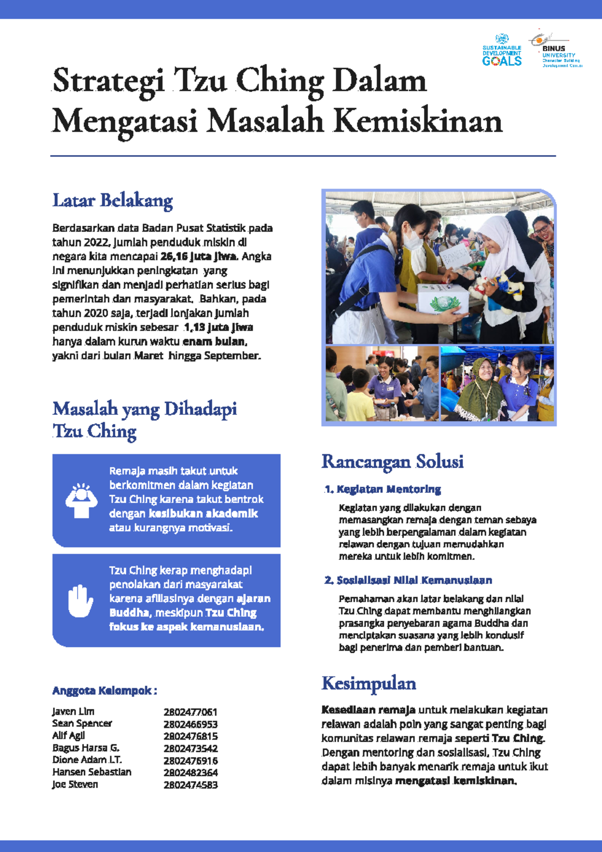 Poster Tzu Ching - Assignment - Latar Belakang Masalah yang Dihadapi Tzu Ching Rancangan Solusi ...