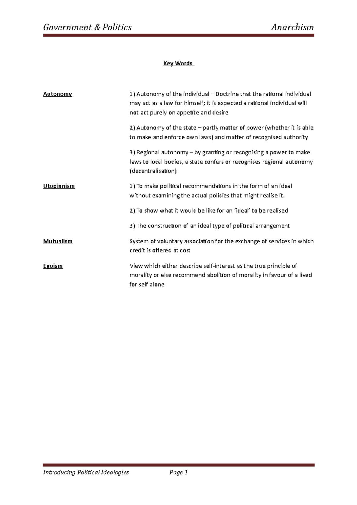 Key Words - additional - Government & Politics Anarchism Key Words ...