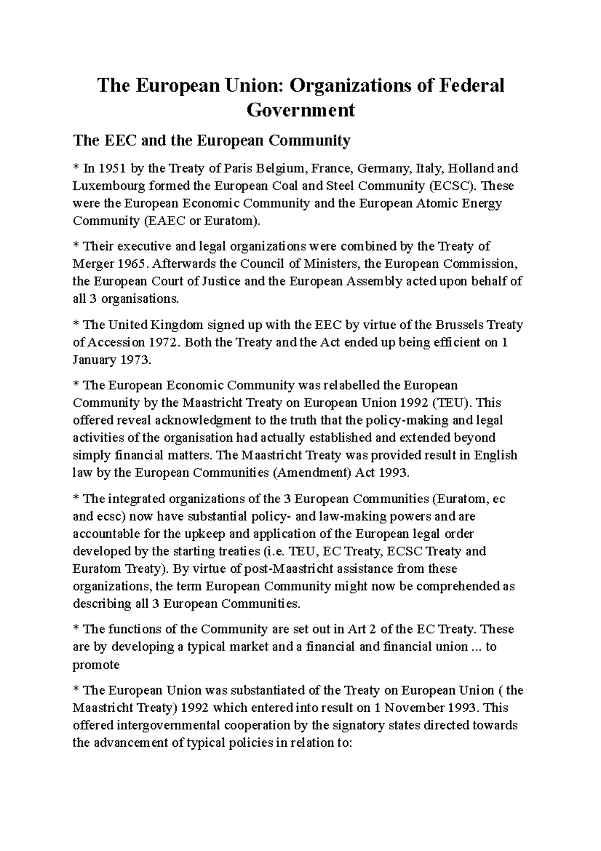 The European Union organizations of federal government - The European ...