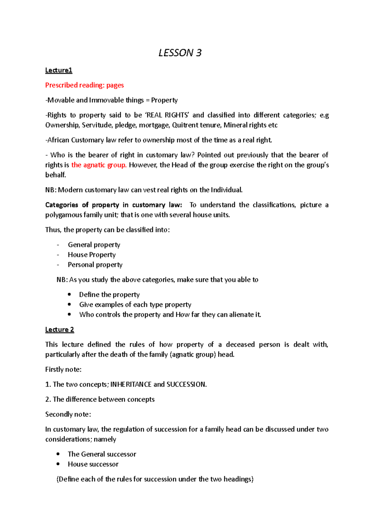Lesson 3 - Movable and Immovable things = Property -Rights to property ...