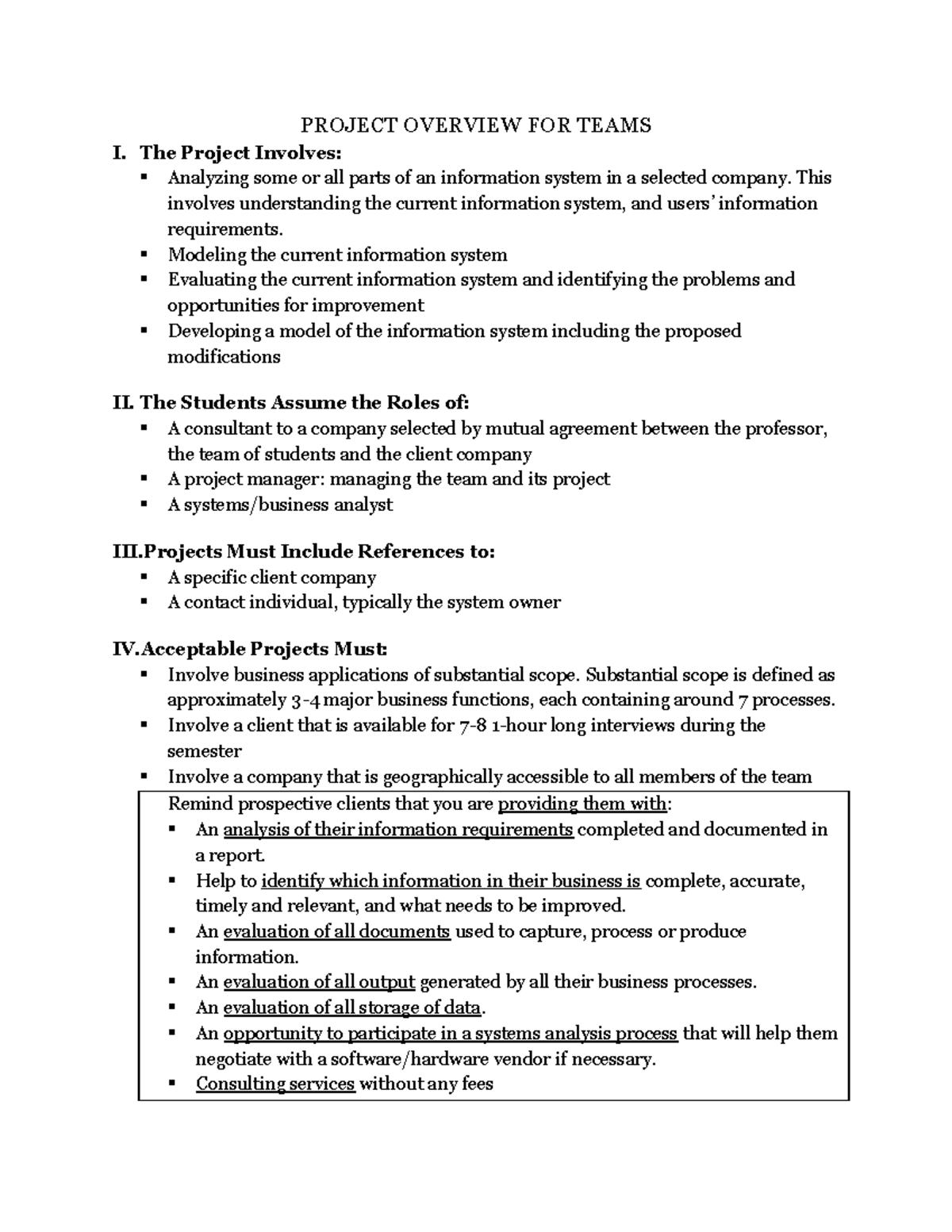 Project Overview for Teams - PROJECT OVERVIEW FOR TEAMS I. The Project ...