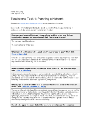 Touchstone Task 4 Planning Network Security Measures Questions - Name Joe Liang Date: April 15 ...