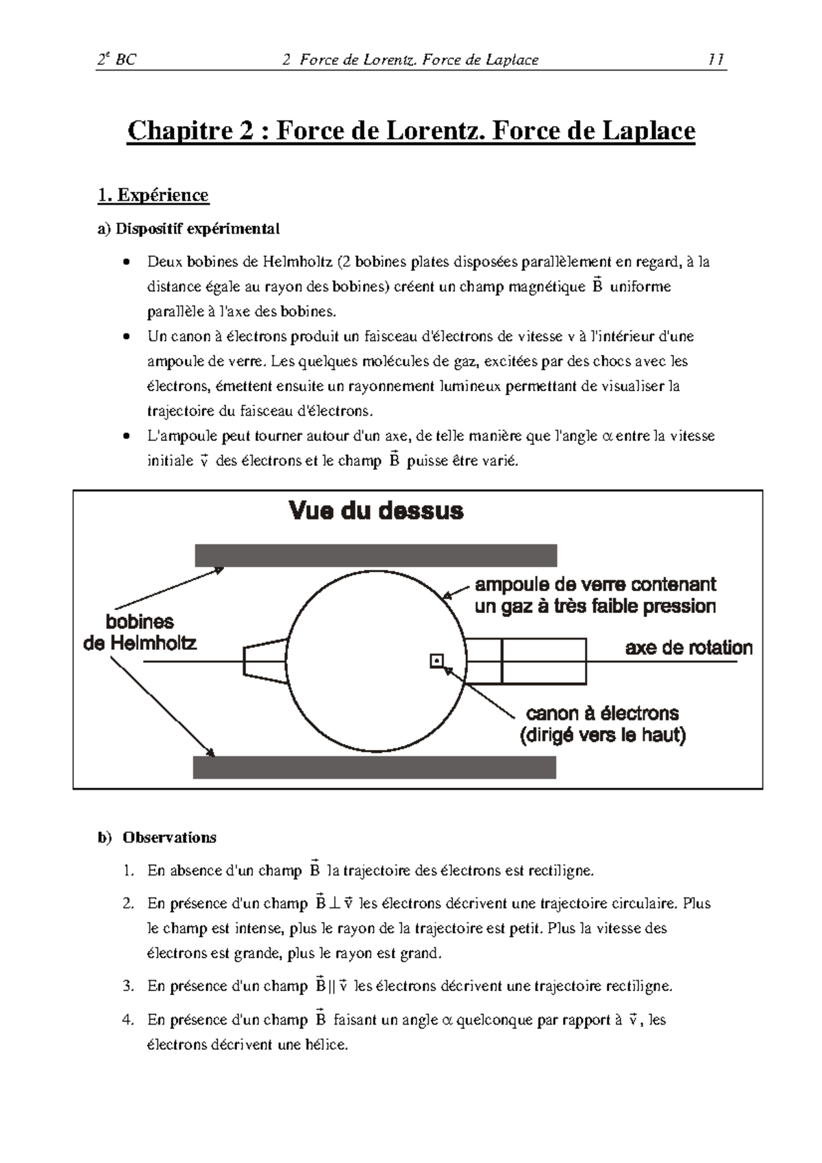 forces de Lorentz laplace - Chapitre 2 : Force de Lorentz. Force de Laplace 1. Expérience a ...