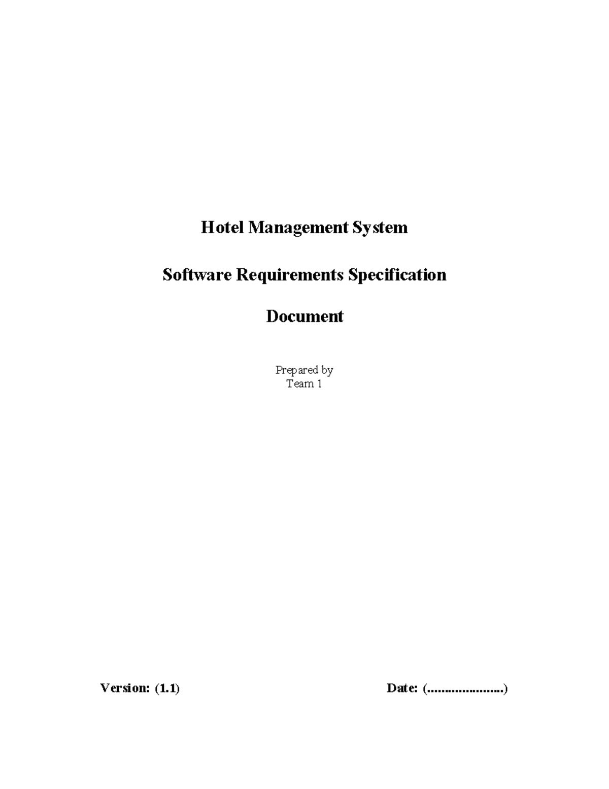 Hotel Management System SRS Sample - Hotel Management System Software ...