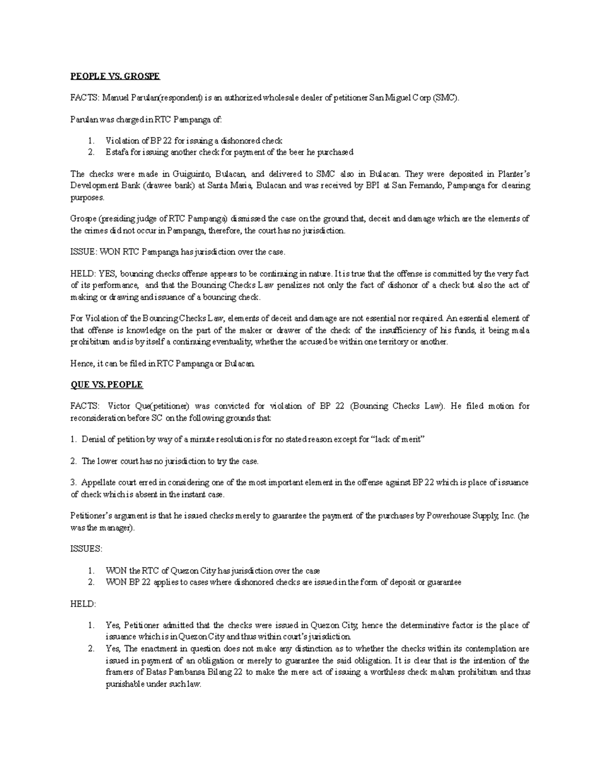 DIGEST- lawschool- fullcase-Jan28-digests - Juris Doctor of Laws - Studocu