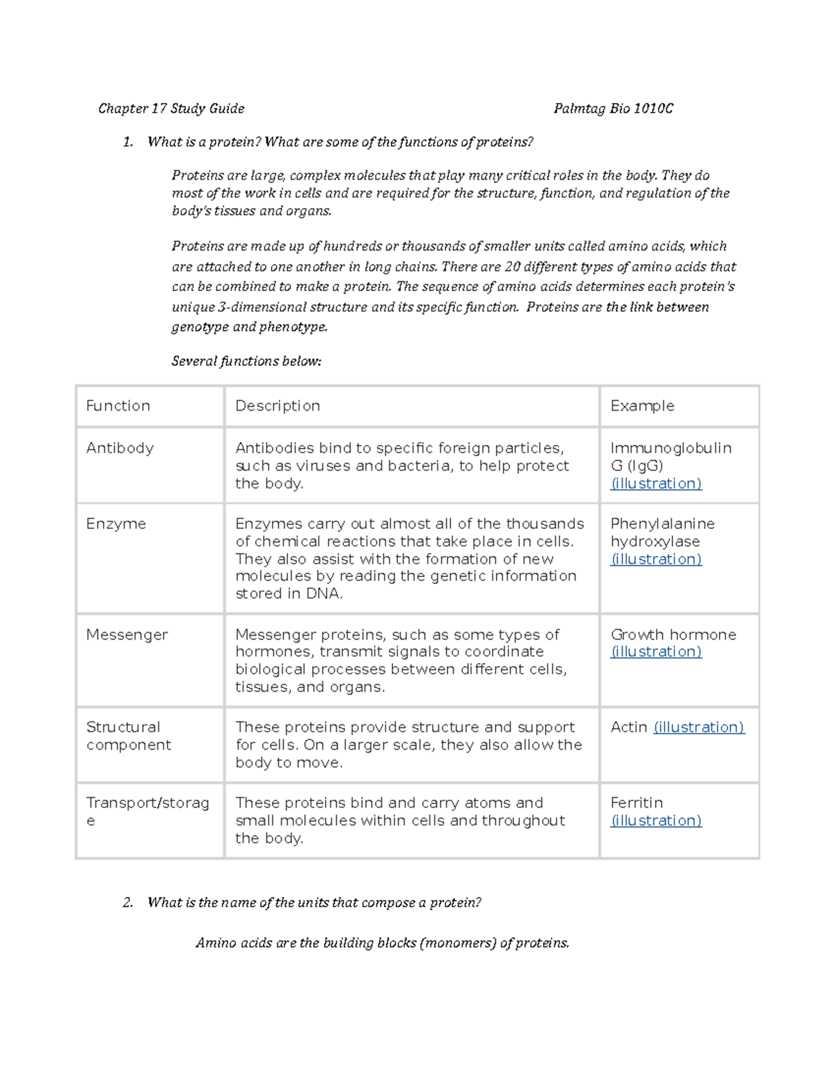 Chapter 17 study guide - Chapter 17 Study Guide Palmtag Bio 1010C 1 ...