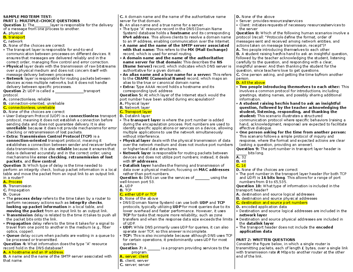 Midterm Sample Test (Sem 1_2024-2025) - SAMPLE MIDTERM TEST: PART 1 ...