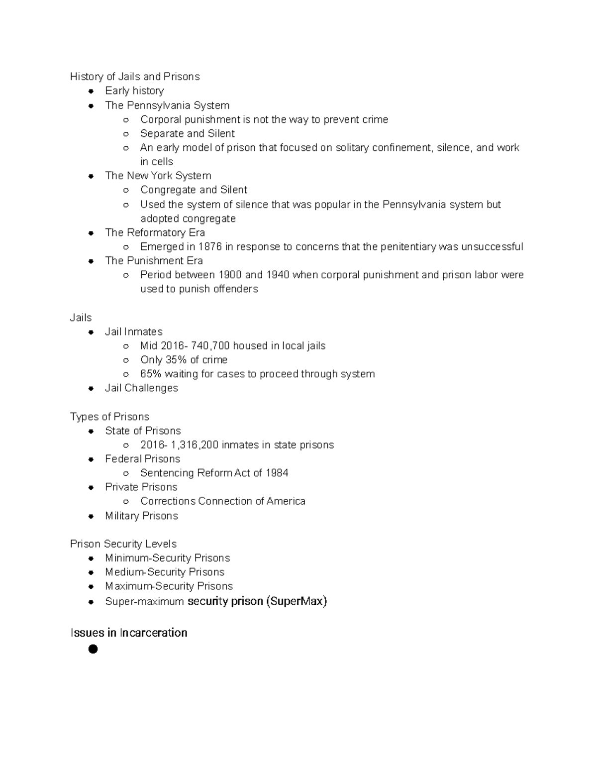 Chapter Eleven Prisons and Jails - History of Jails and Prisons Early ...
