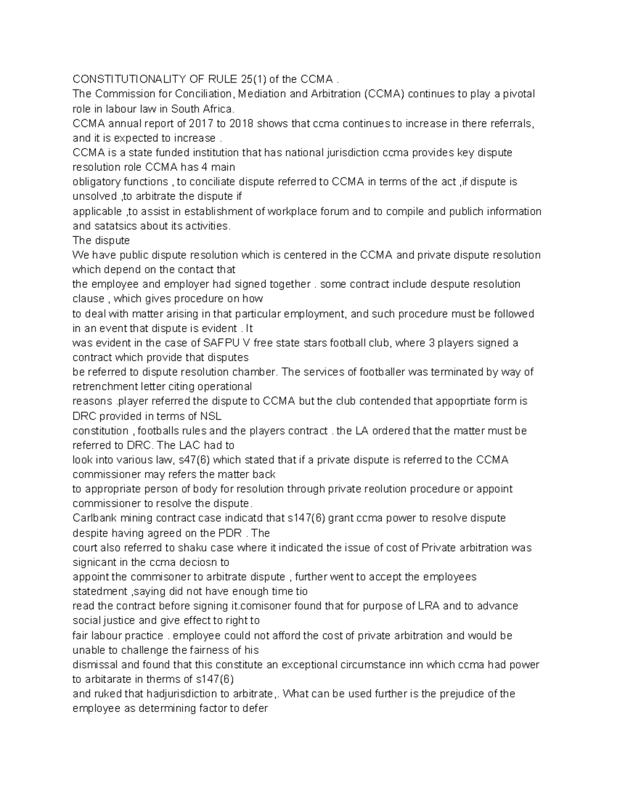 Constitutionality OF RULE 25(1) of the CCMA - CONSTITUTIONALITY OF RULE ...