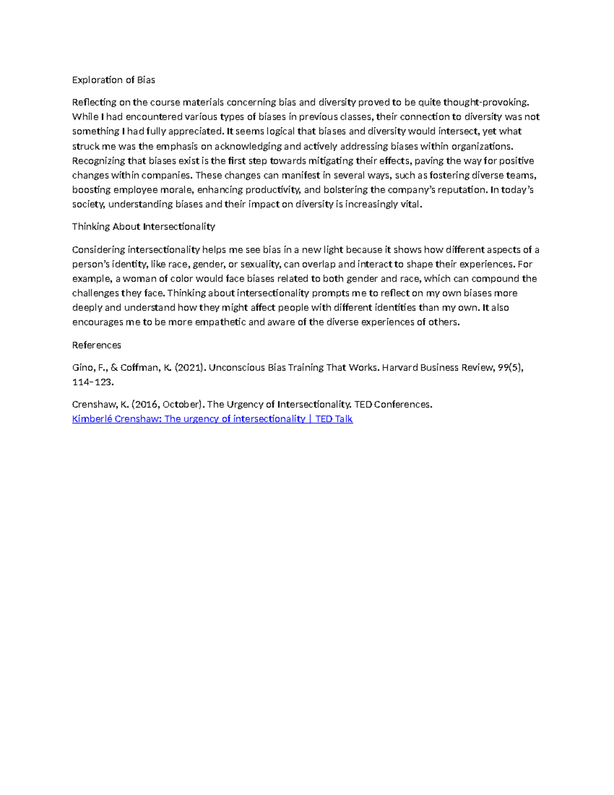 IDS 400 Module 2 Discussion Post - Exploration of Bias Reflecting on ...