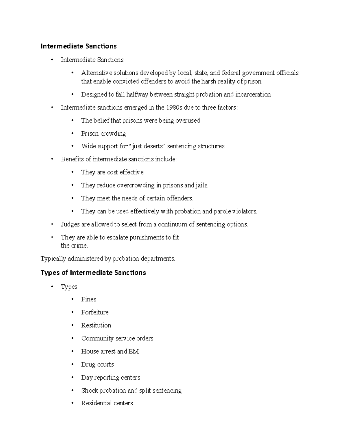 Intermediate Sanctions - They reduce overcrowding in prisons and jails ...