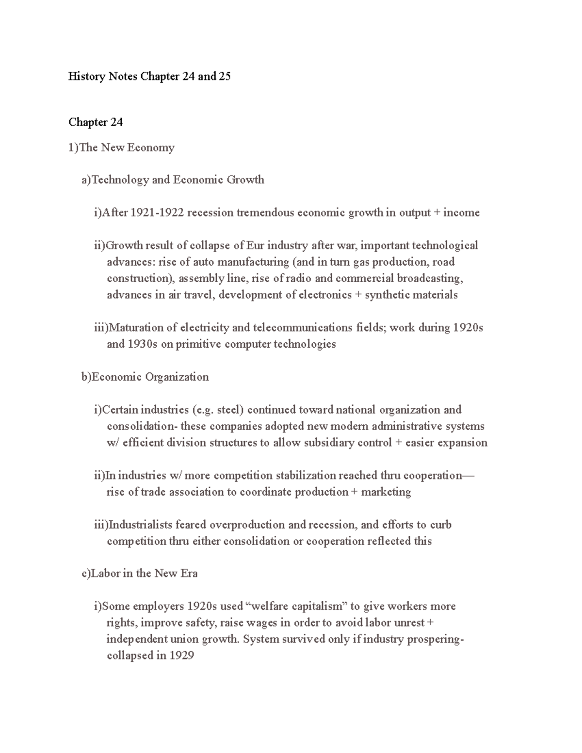 History Notes Chapter 24 and 25 - History Notes Chapter 24 and 25 ...