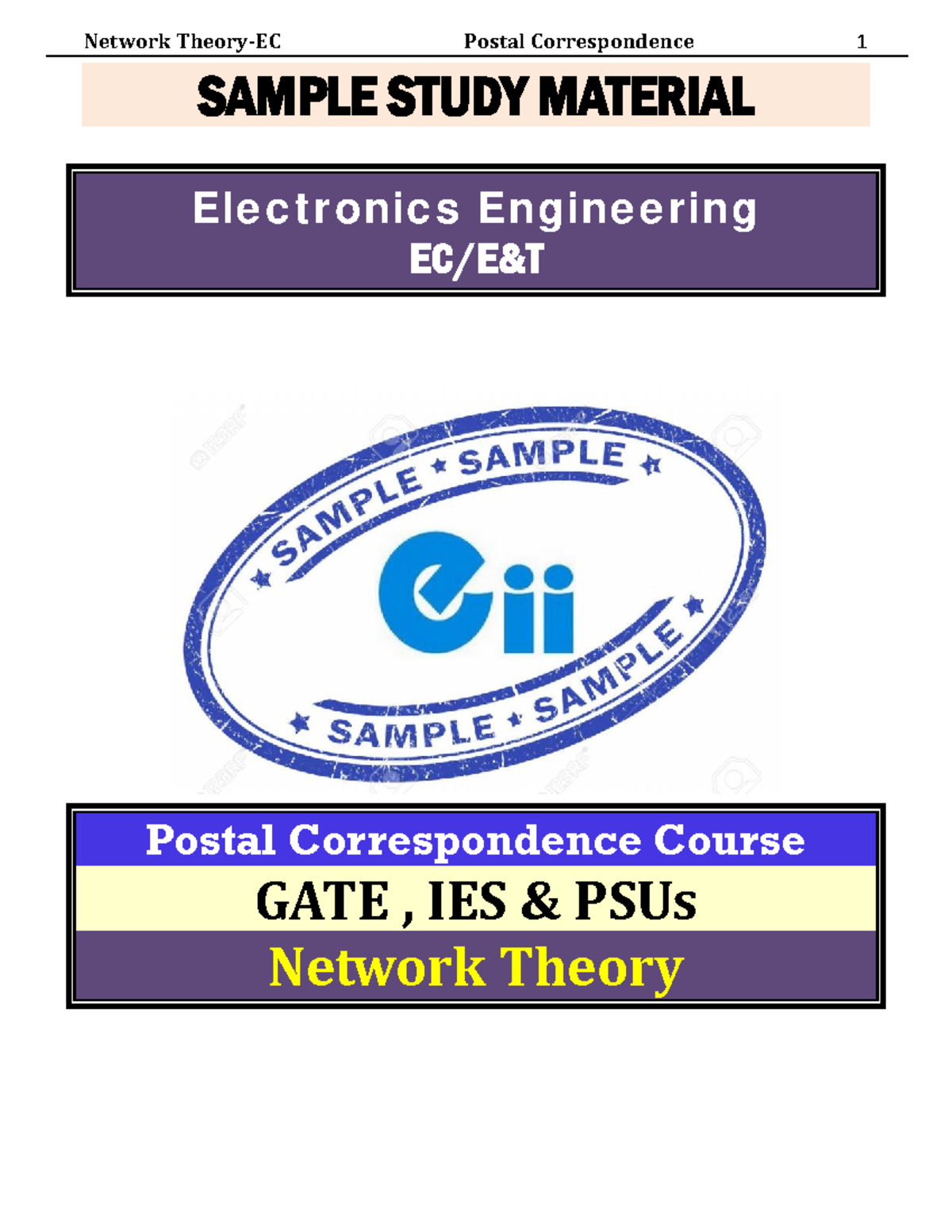 Network Theory Electronics GATE IES PSU Study Materials - Network ...
