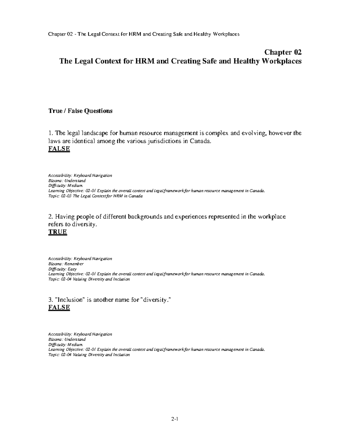 Chap002 Practice Problems From TextBook With Answer Key Chapter 02 The Legal Context For HRM chap002-practice-problems-from-textbook-with-answer-key-chapter-02-the-legal-context-for-hrm
