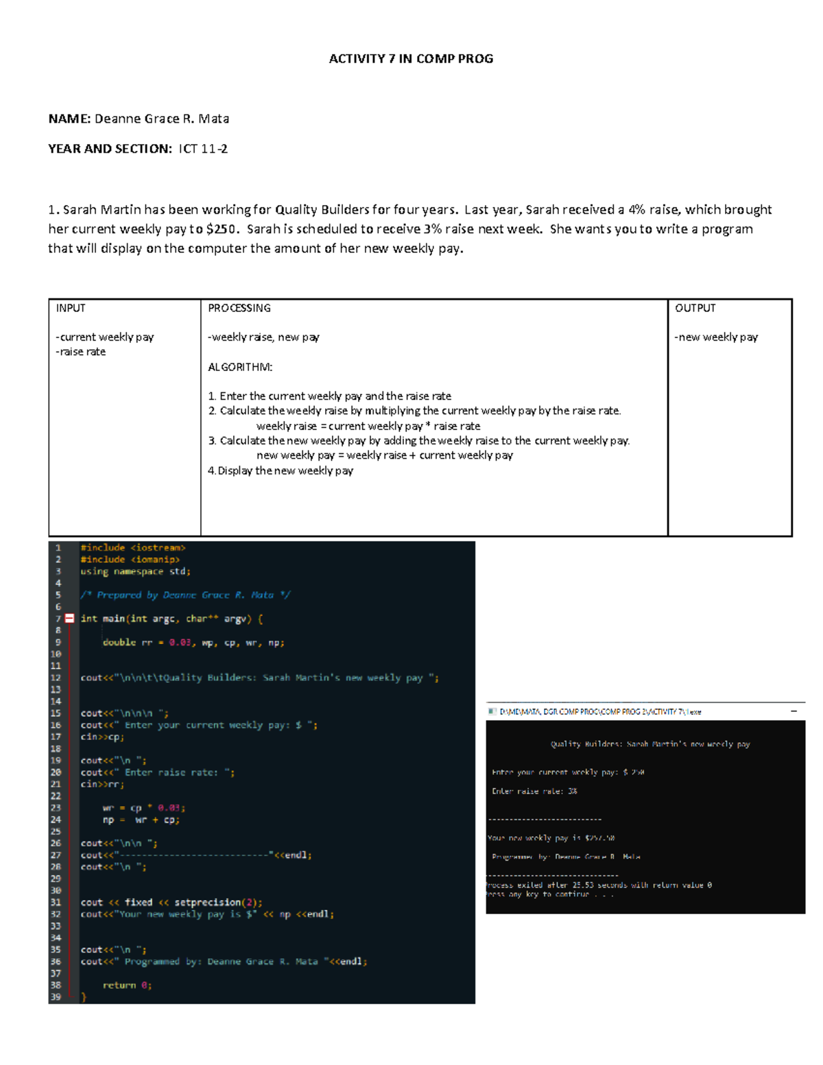 Activity 7 IN COMP PROG - activities ko hahahahaha di ko sure if tama ...
