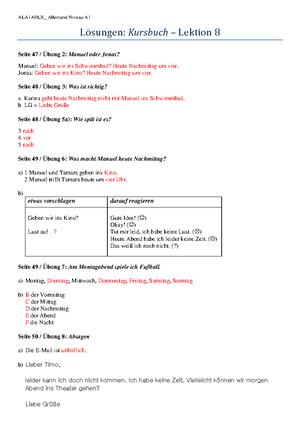 Lösungen A1 Lektion 6 - Correction d'exercices - ALA1A0LX_ Allemand ...