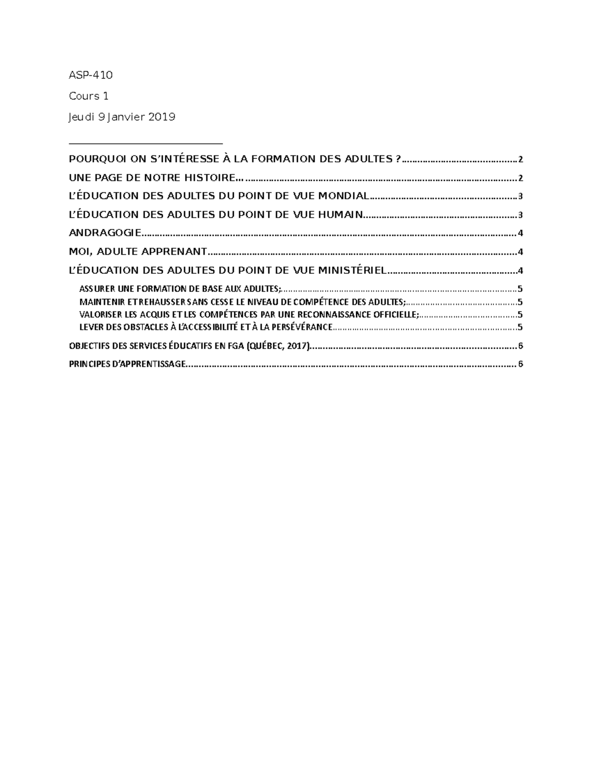 ASP-410 cours 1 - ASP- Cours Jeudi 9 Janvier POURQUOI ON S’INTÉRESSE À ...