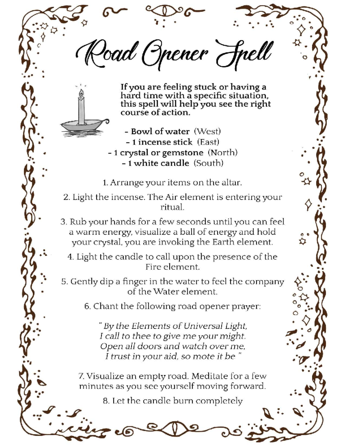Elemental Road Opener Candle Prayer Spells 8 - fye105 - Studocu