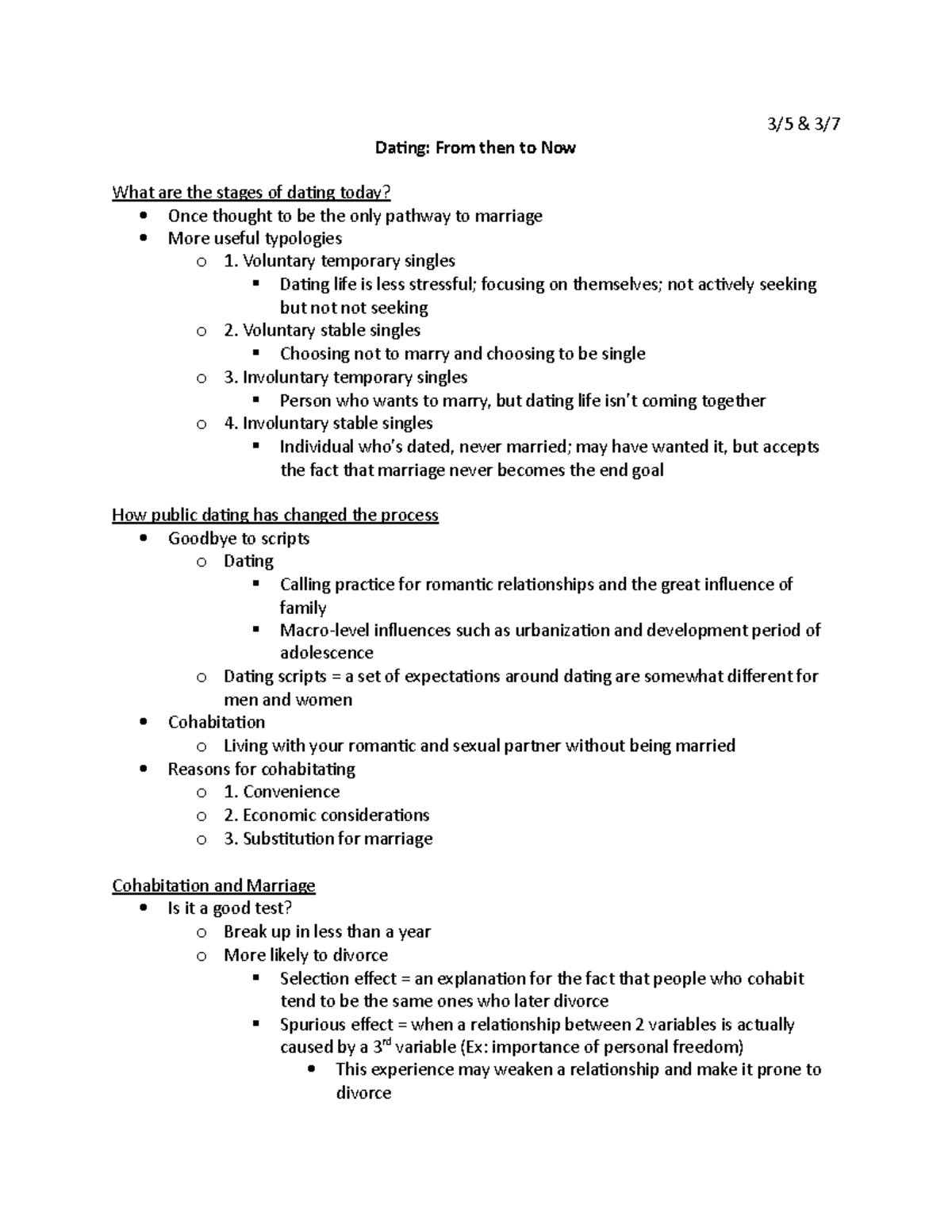 Dating- From then to Now - 3/5 & 3/ Dating: From then to Now What are ...