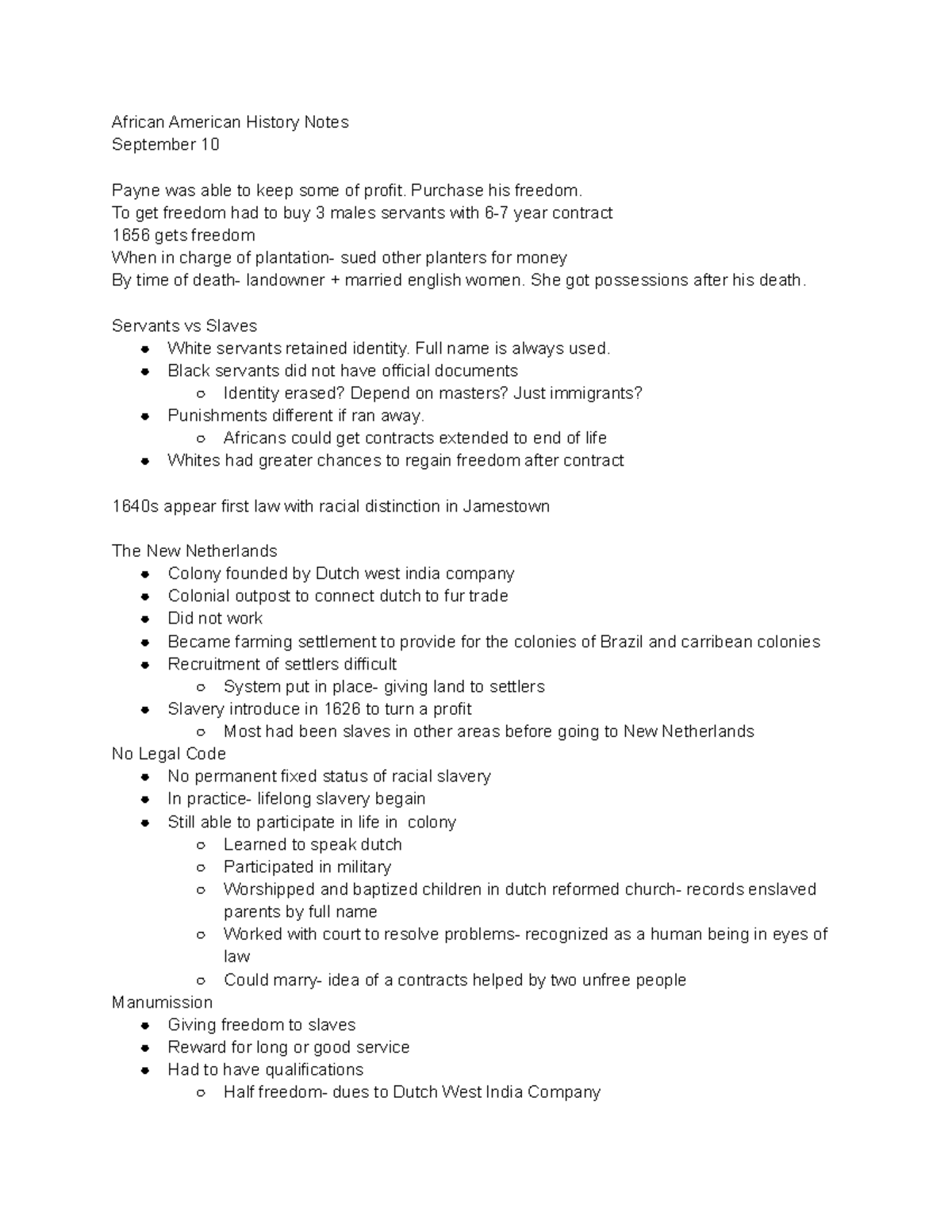 African American History Notes - African American History Notes ...