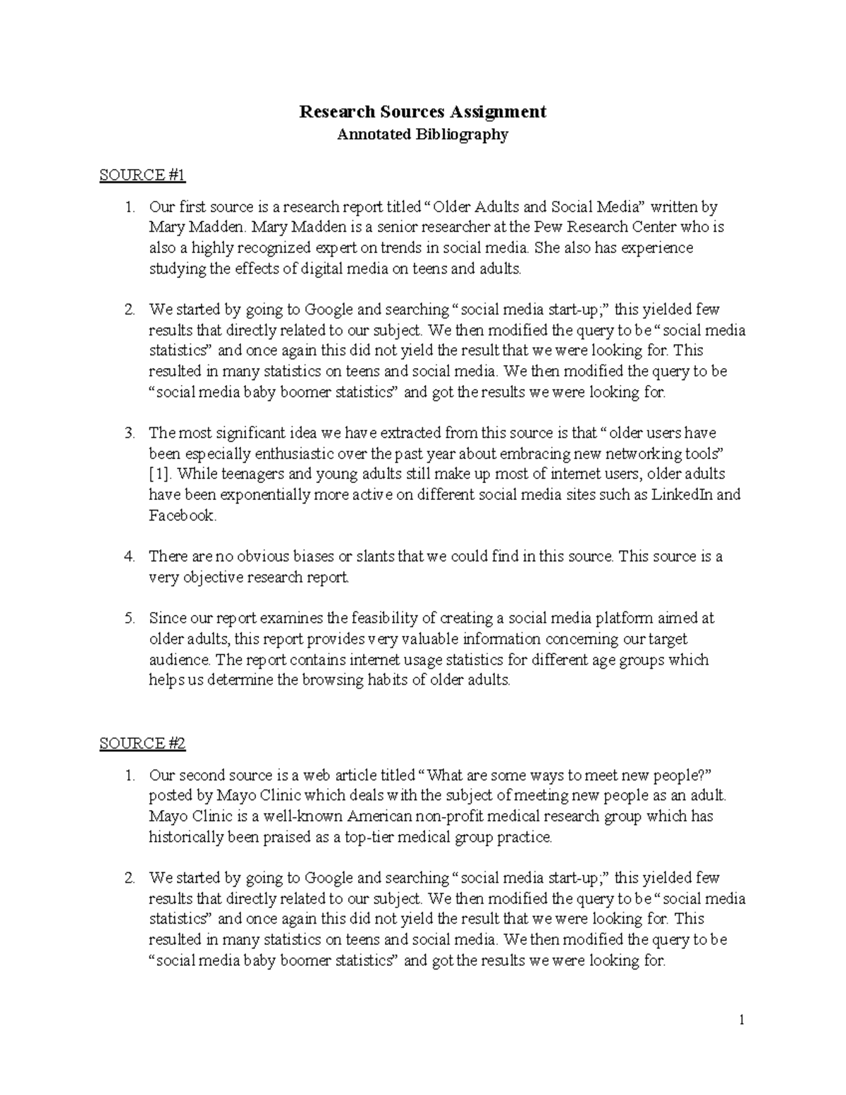 Sample A + Research Sources Assignment - 1 Research Sources Assignment ...