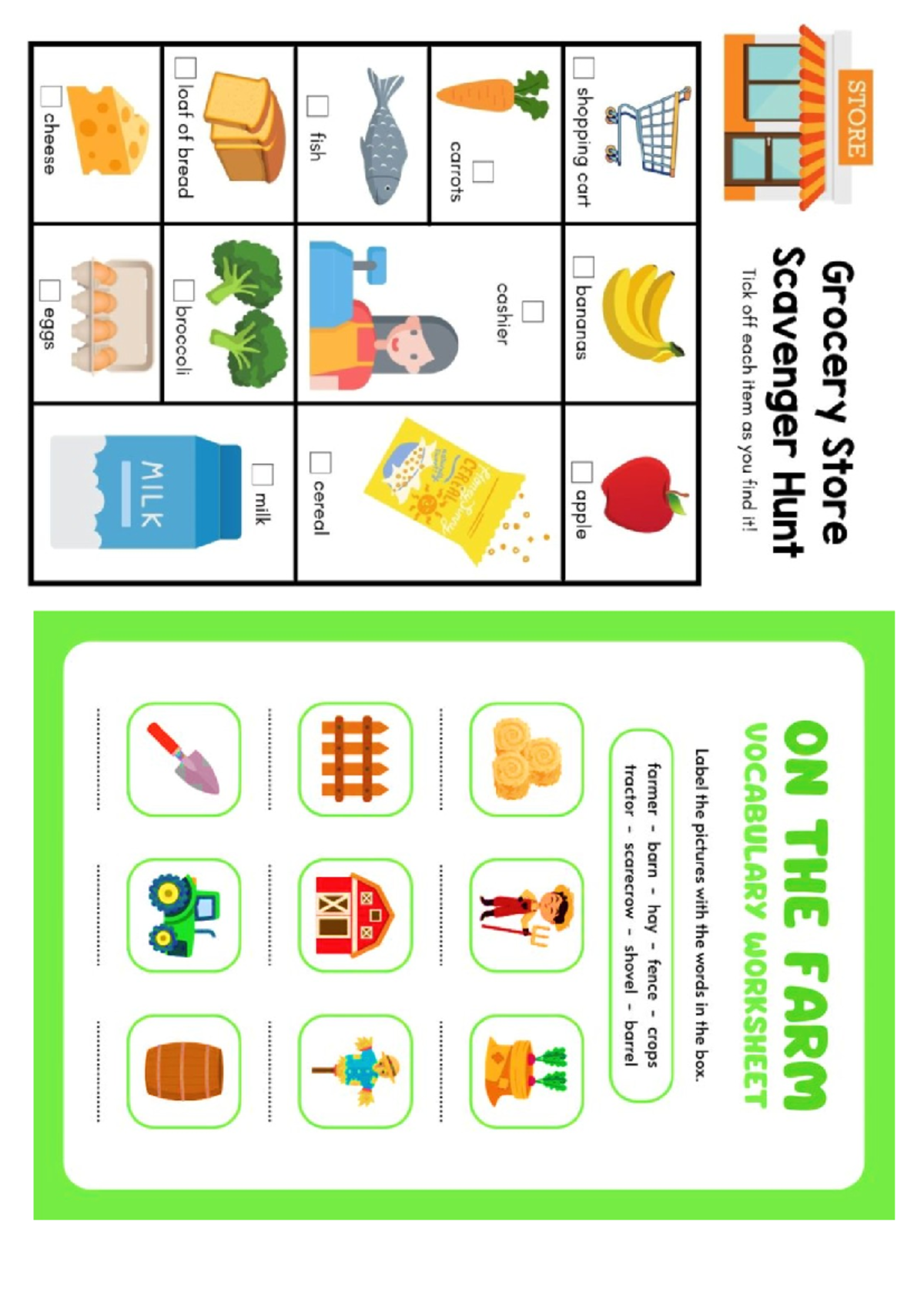 Projectw 1 - Hoja de vocabulario - STORE Grocery Store Scavenger Hunt ...