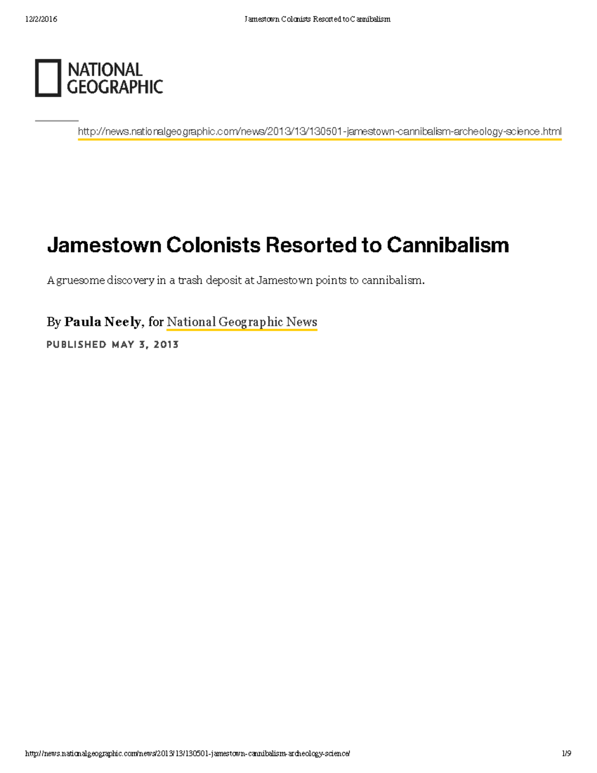 Nat Geo Jamestown Cannibalism PDF - news.nationalgeographic/news/ 2013 ...