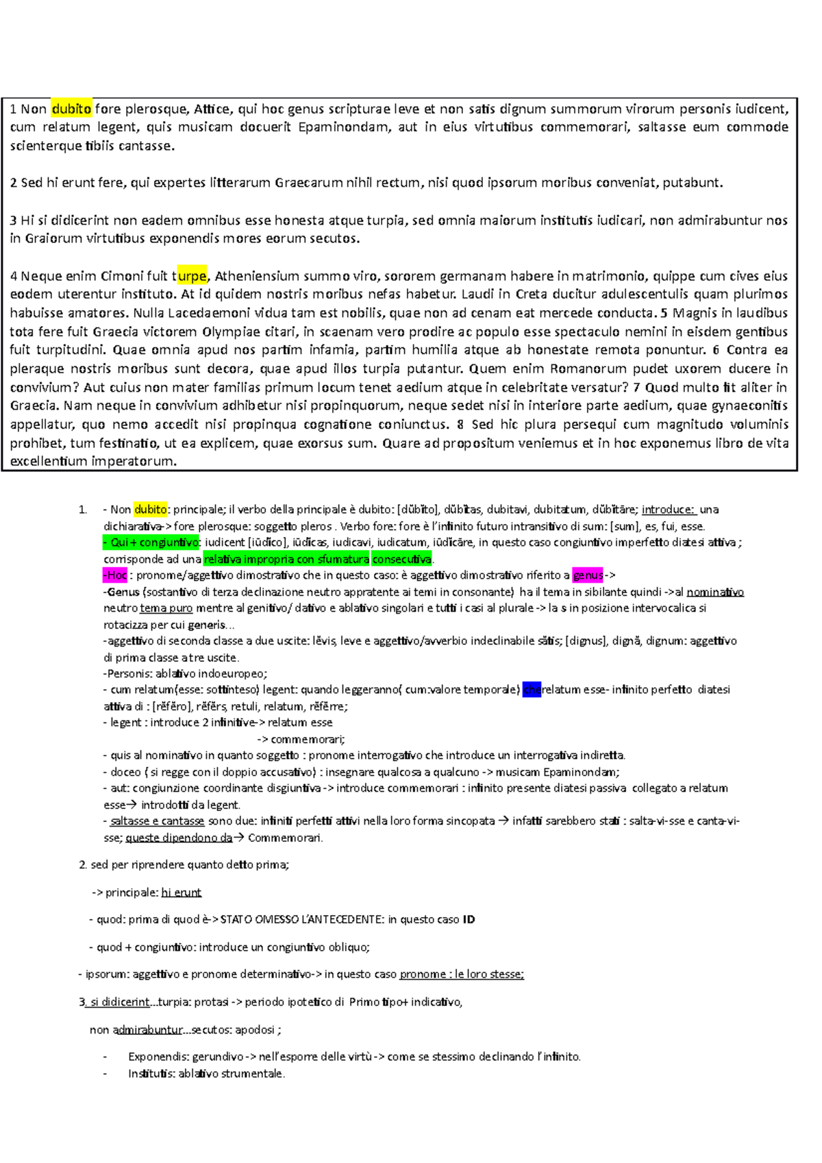 Analisi - 1 Non dubito fore plerosque, Attice, qui hoc genus scripturae leve et non satis dignum ...